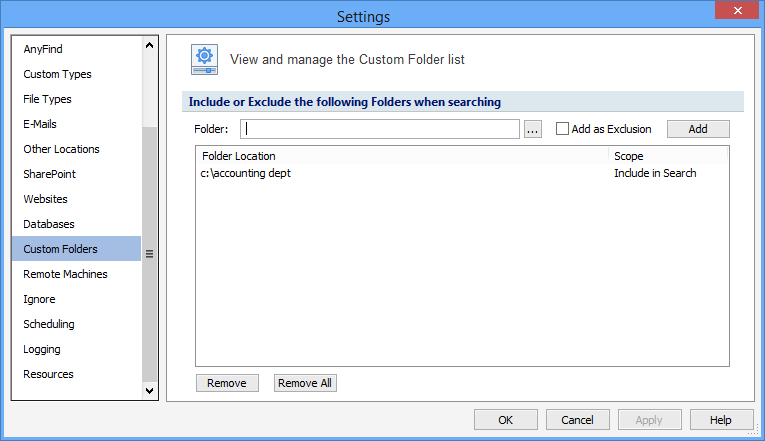 View And Manage The Custom Folder List